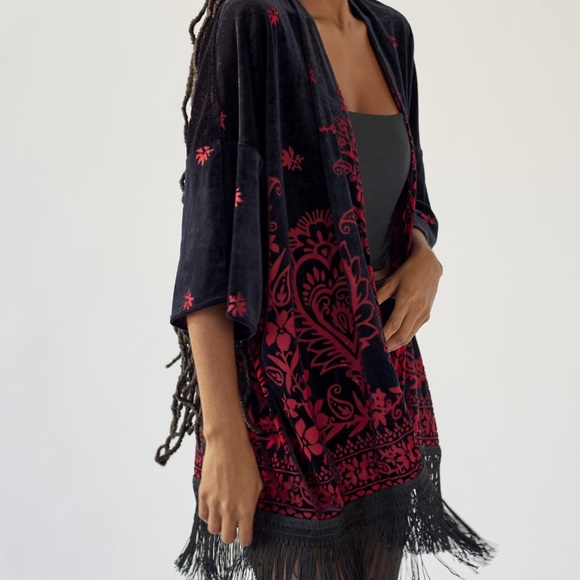 Jackets & Coats | Newboho Velvet Fringe Duster | Poshmark